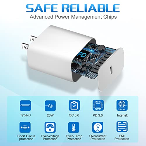 [2-Pack] USB C Wall Charger, OthoKing PD 20W Fast Charging Power Adapter Plug for iPhone 14/13/12/11 Pro Max, Mini, Pro XR, Galaxy, Pixel 4/3, iPad/iPad Mini and More ETL Certificated Charger Adapter
