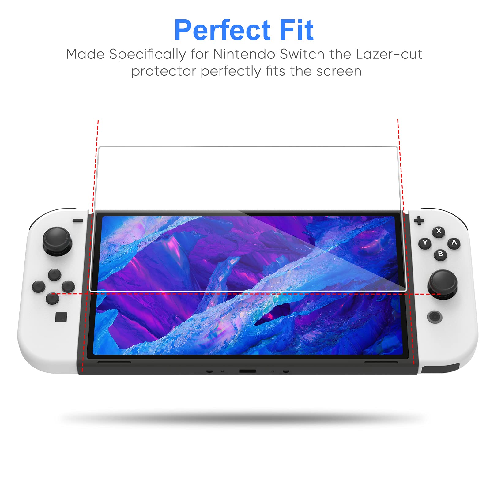 [3 Pack] Tempered Glass Screen Protector Compatible with Nintendo Switch OLED, MENEEA Clear Transparent HD Dockable Anti-Scratch 2.5MM Protective Film for Switch OLED Game Console Accessories