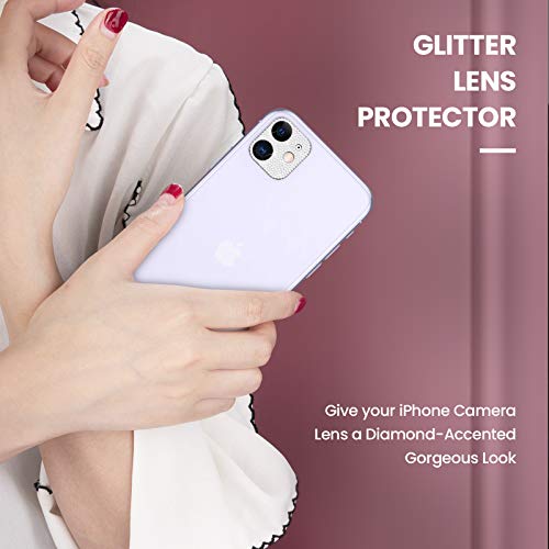 [2 Pack] Goton Bling Camera Lens Protector for iPhone 12 Mini/iPhone 11, Glitter Diamond Lens Protective Decoration Sticker for iPhone 12 Mini 5.4inch/ iPhone 11 6.1inch(Silver+Rose Gold)
