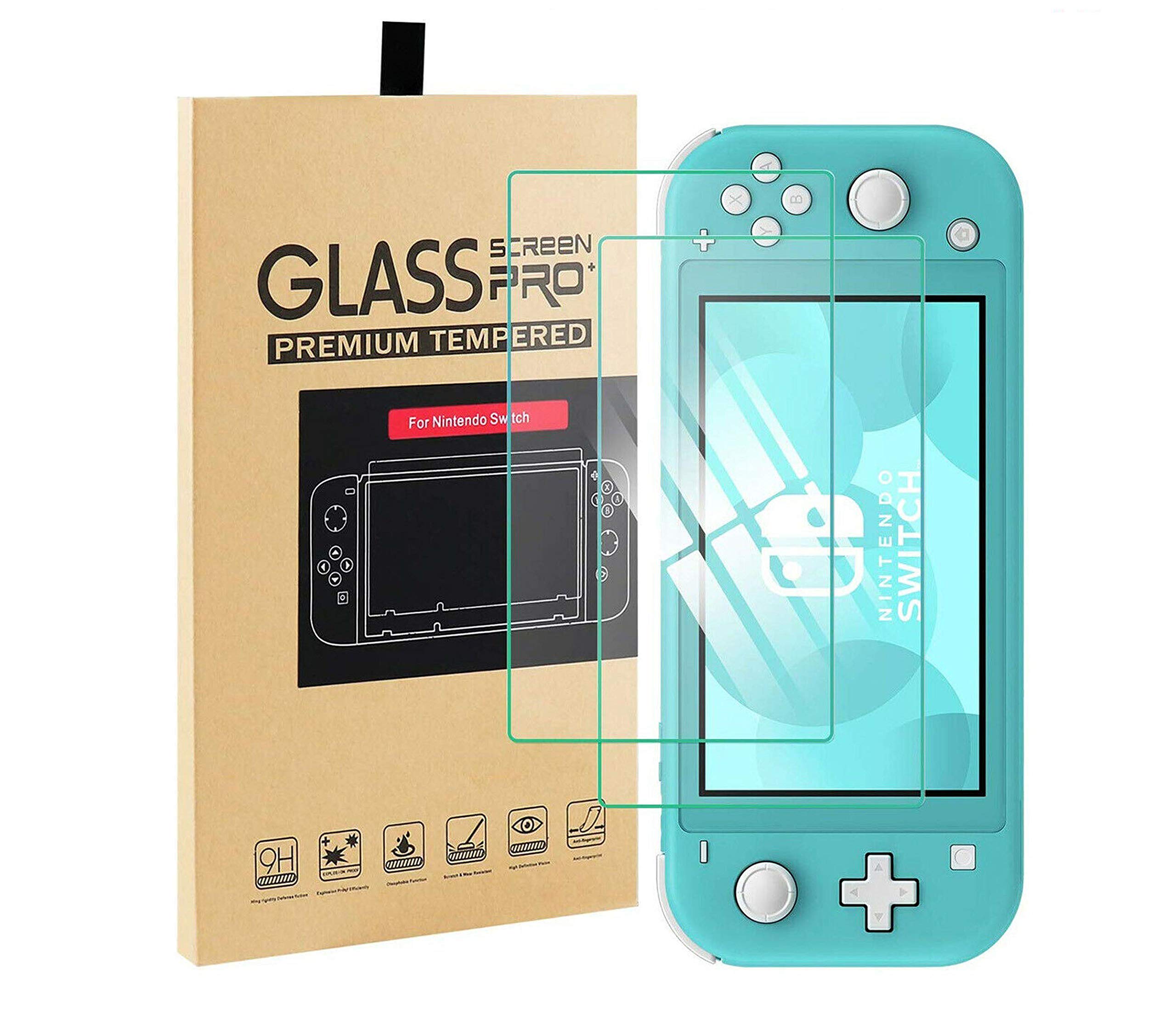 [2 Pack] Nintendo Switch Lite 2019 Screen Protector Tempered Glass POKANIC Transparent HD Clear Anti-Scratch Protector Bubble Free Dock-able Easy Installation Film Compatible with Nintendo Switch Lite