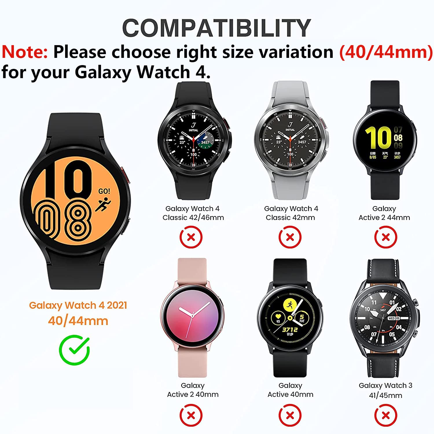 [2Pack] Tensea for Samsung Galaxy Watch 4 Screen Protector Case 44mm Accessories, Protective Face Cover Bumper Case for Women Men, Galaxy Watch4 (Galaxy Watch 4-44mm, Glossy Black)