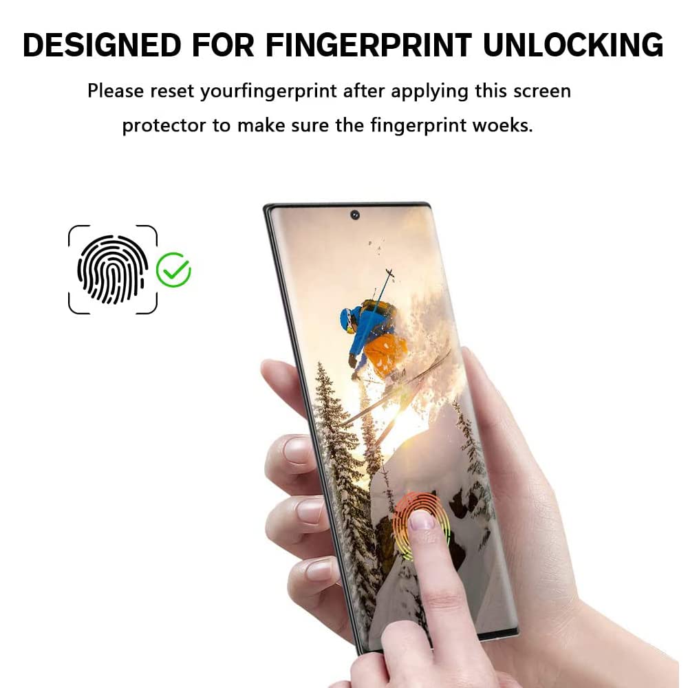 [2+2 Pack ] Galaxy S22 Ultra Screen Protector Tempered Glass, with 2 Pack Camera Lens Protector, 9H Hardness, Support Fingerprint, 3D Curved Glass Film for Samsung Galaxy S22 Ultra (6.8 Inch)