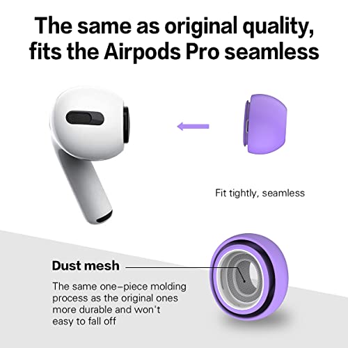 [4-Pairs] Ear Tips for Airpods Pro & Airpods Pro 2nd Generation Ear Tips (Silicone), WQNIDE Anti Slip Soft Silicone Airpods Pro Replacement Ear Tips Fit in The Charging Case (Black/White/Pink/Purple)