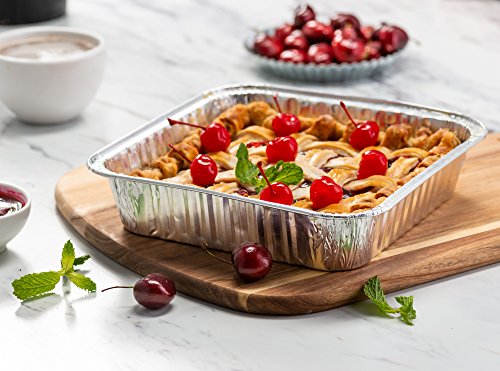 [20 Pack - 8"x8"] Propack Disposable Aluminum Foil Meal Prep Cookware Square Pans, Oven, Toaster, Grill, Cooking, Roasting, Broiling, Baking, Event, Take Out, Restaurant
