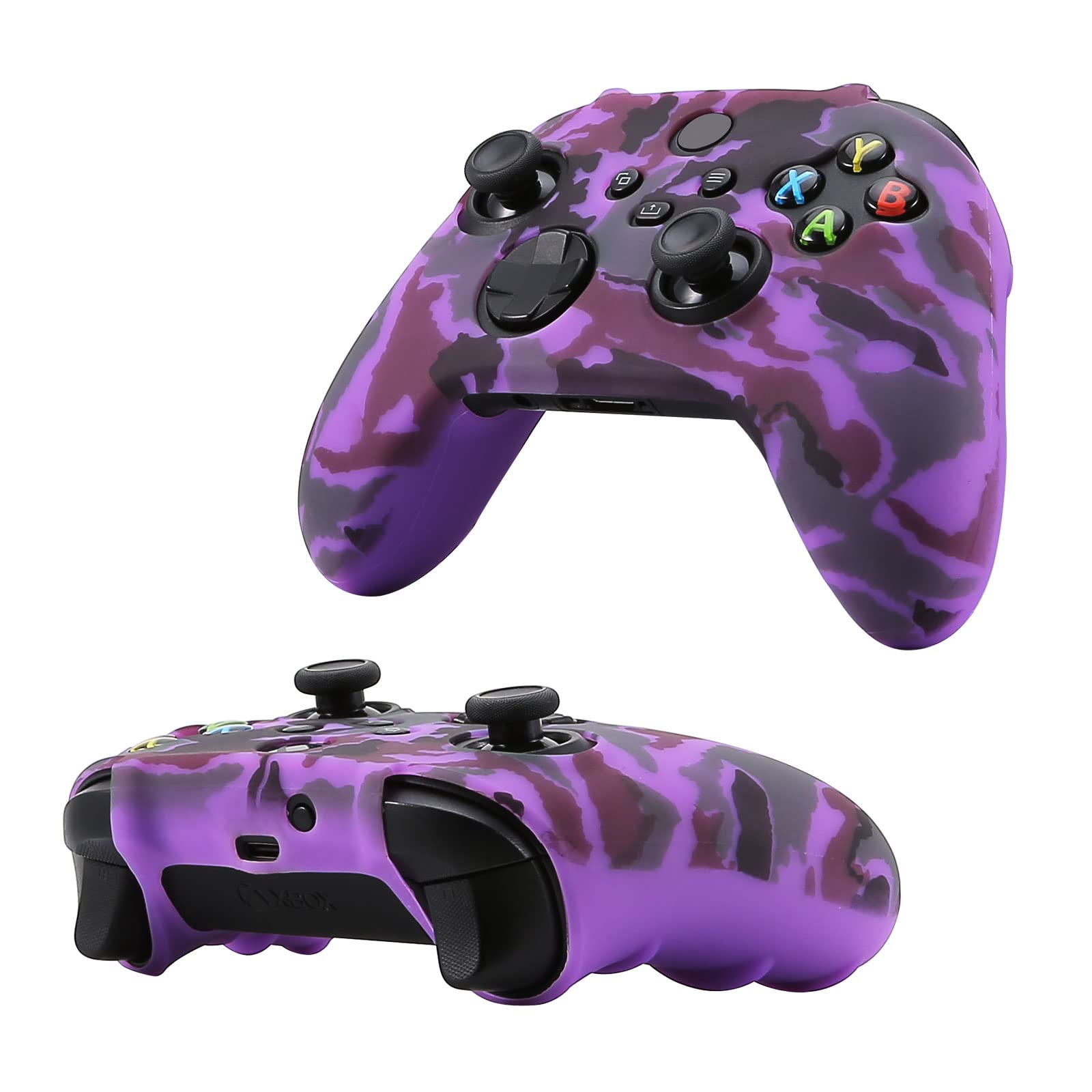 [2 Pack] Jusy Compatible with Xbox Series X/S Controller Soft Silicone Cover Skin, Anti-Slip Case Cover Protective Accessories Set, Dust-Proof Skin for Xbox Series X/S, with 10 Thumb Grips