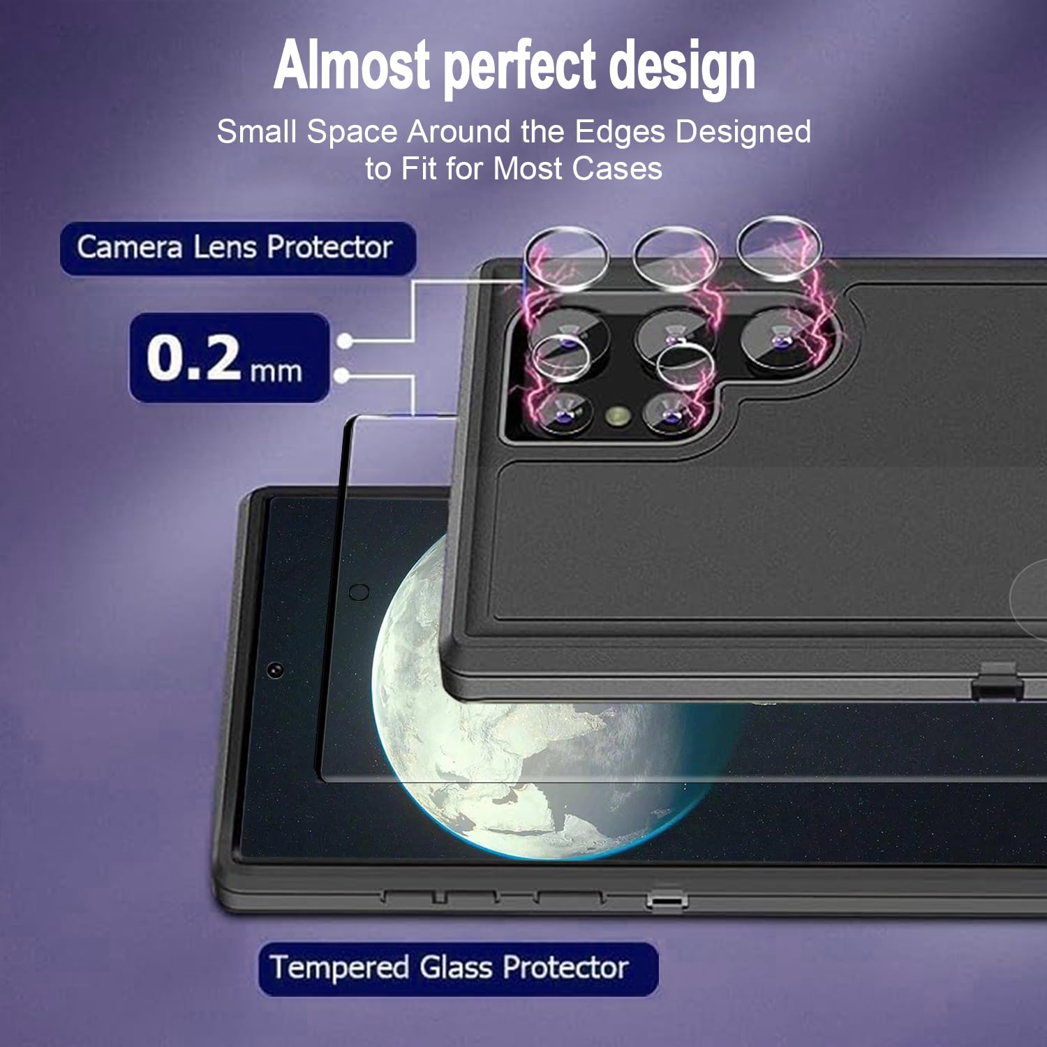[2+2 Pack] Galaxy S23 Ultra Screen Protector, 2 Pack Tempered Glass Screen Protector +2 Pack Tempered Glass Camera Lens Protector,3D Curved,9H Tempered Glass, Ultrasonic Fingerprint Support, HD Clear Scratch Resistant for Samsung Galaxy S23 Ultra 5G Glass