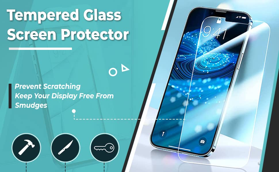[2 Pack]Privacy Tempered Glass Screen Protector for iPhone 14/13/13 Pro, Waterproof and Shatter-Proof iPhone Screen Protector, 9H Hardness, Highly Responsive, Facial Recognition Enabled