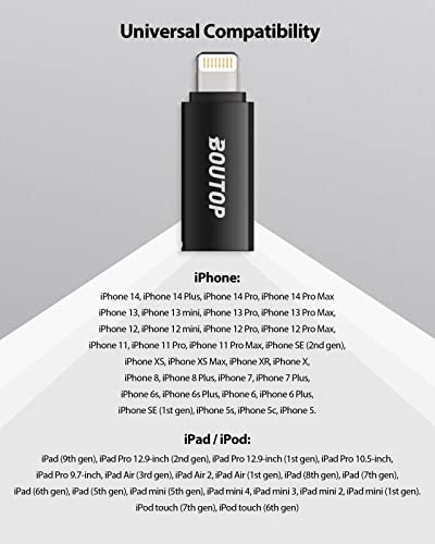 [Apple MFi Certified] USB C to Lightning Adapter Support 18W PD Fast Charging Compatible with iPhone iPad (2 Pack Black)