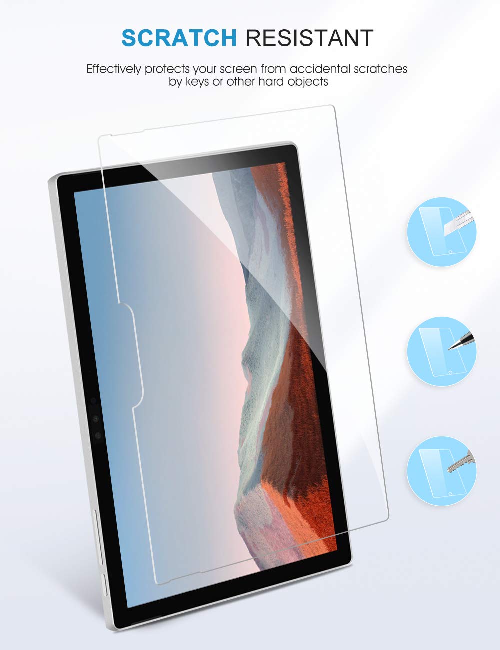 [2 Pack] SPARIN Screen Protector for Surface Pro 7 Plus/Surface Pro 7 / Surface Pro 6 / Surface Pro (5th Gen) / Surface Pro 4, Tempered Glass with Surface Pen Compatible/Scratch Resistant