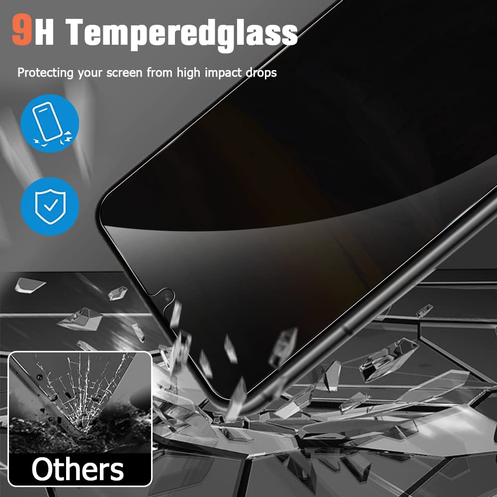 [2+2Pack] Galaxy S22 Plus Privacy Screen Protector+Camera Lens Film, Anti-Spy,9H Hardness, Full Coverage Tempered Glass Screen Protector, Support Fingerprint Unlocking For Samsung Galaxy S22 Plus