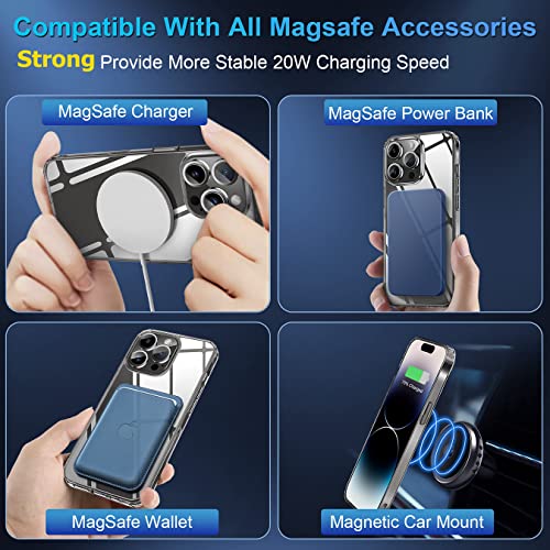 [2023 New] for iPhone 14 Pro Max Case with MagSafe, [Strong Magnet] [10FT Military Grade Protection] [Non-Yellowing] Magnetic Clear Slim Thin Cover for Apple 14 Pro Max Phone Case (Clear-Mag Safe)