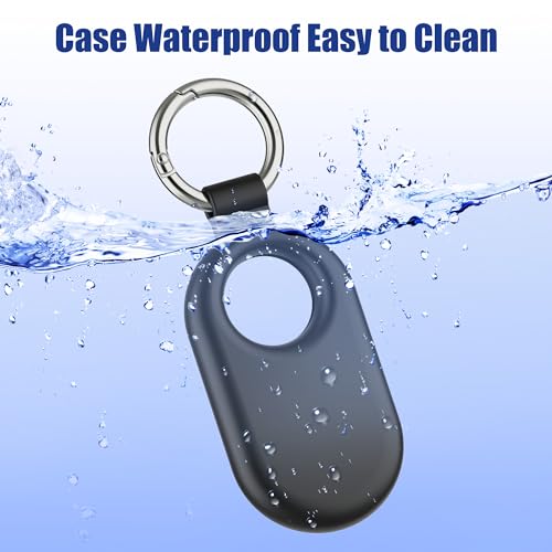 [2 Pack] Compatible with Samsung Smart tag 2 case, Silicone with samsungtag Keychain Full Shockproof, Anti-Scratch forBackpacks, Car Keys,Luggage, Valuables and More(Black)