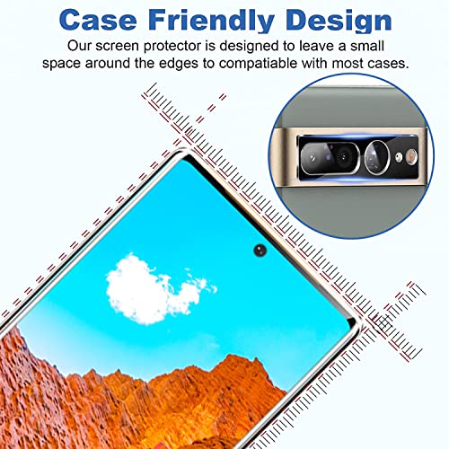 [2+2 Pack] Screen Protector, 9H Tempered Glass, Ultrasonic Fingerprint Compatible, 3D Curved, HD Clear Scratch Resistant for Google Pixel 7 Pro 5G Glass Screen Protector