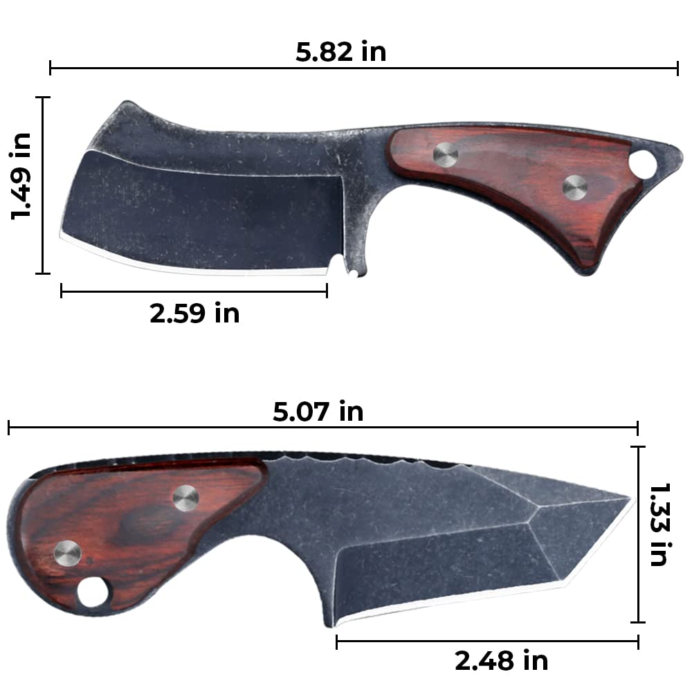 [4 Knives Set] for Outdoor, Survival, Hunting & Camping from Hard Steel fixed Blades, Wooden Handle, Full Tang + 4 Sheaths