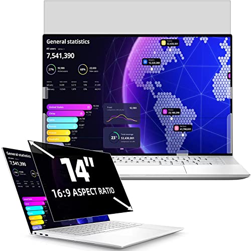 [2 Pack] Laptop Privacy Screen 14 Inch Compatible with Lenovo Hp Dell Acer Asus Thinkpad Envy Xps, 16:9 Aspect Removable Anti Glare Blue Light Filter Protector, 14inch Computer Monitor Privacy Shield