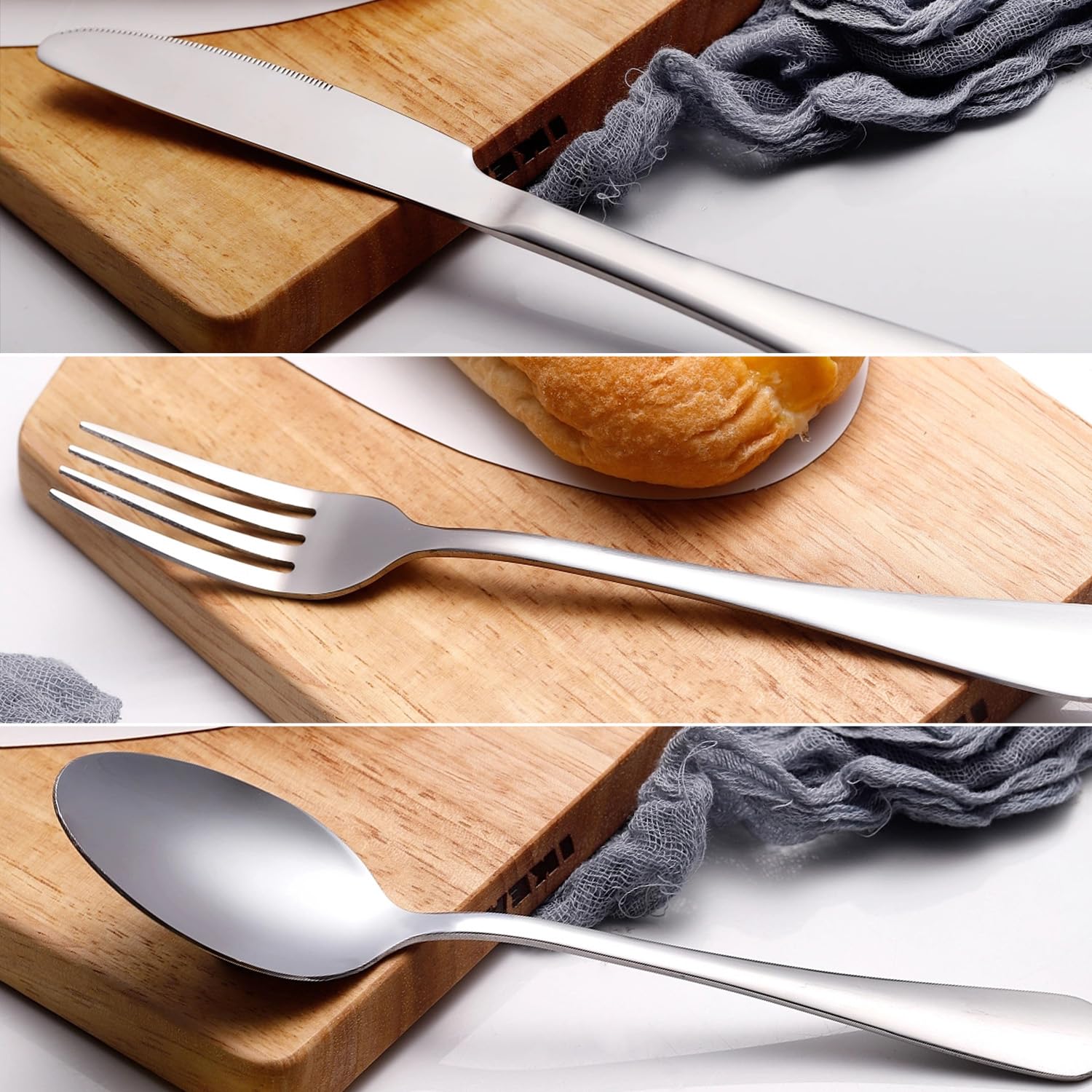 [20 Piece] Silver Silverware set for 4, Stainless Steel Cutlery Eating Utensils with Mirror Finish, Dishwasher Safe for Daily Use (Silver Silverware Set)