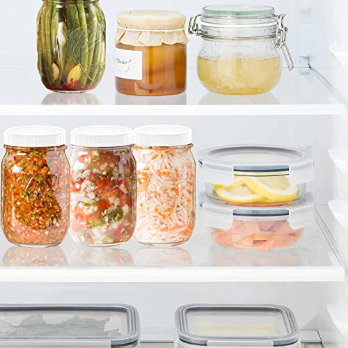 [24 Pack] Plastic Mason Jar Lids for Ball, Kerr and More - Food Grade White Plastic Storage Caps for Mason/Canning Jars - 12 Regular Mouth and 12 Wide Mouth Mason Jar Lids