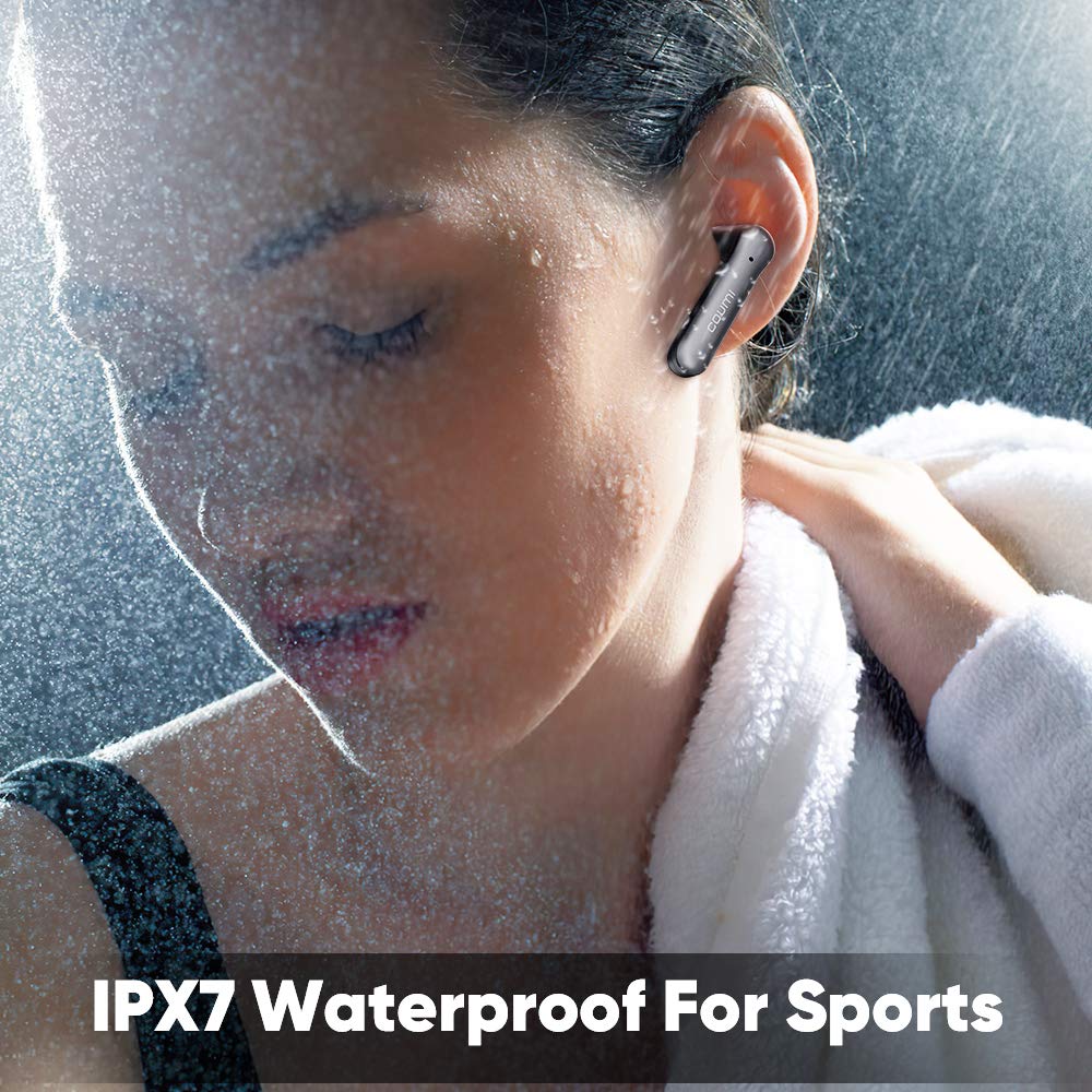 [2021 Upgraded]Wireless Earbuds Bluetooth 5.0 Earphones 4 Mics ENC Noise Cancelling for Call,Hi-Fi Stereo Sports Earbuds,IPX7 Waterproof,32 Hrs Playback Wireless Charging for iPhone and Android,Black