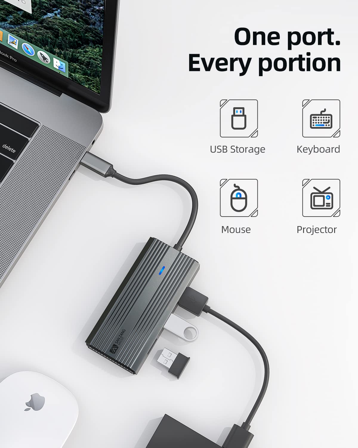 [2023 Upgraded] 5 in 1 USB C to HDMI Adapter, USB C Hub Adapter, 4K HDMI USB C Hub, 5Gbps USB 3.0, 60W Fast Charging, USB-C Docking Station for MacBook