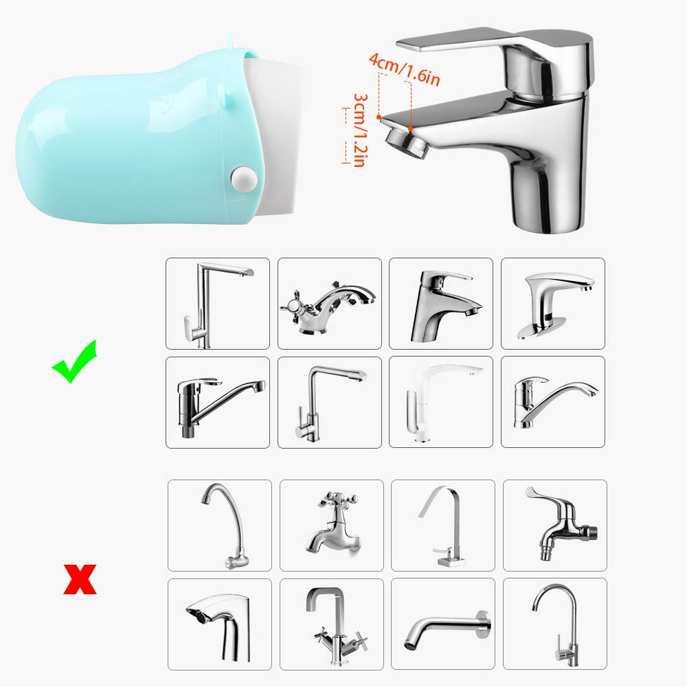 [2 Pack] Angle Adjustable Faucet Extenders for Baby Toddler Kids, Tomorotec Spout Extension for Hand Wash in Kitchen, Sink, Bathroom, Restroom and etc (Blue)