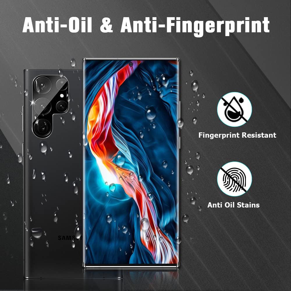 [2+2Pack] Galaxy S22 Ultra Screen Protector,Contain 2Pack Camera Lens Protector, Fingerprint Unlock 9H Hardness HD Tempered Glass [Full Coverage] [No Bubbles] [3D Touch] for Samsung Galaxy S22 Ultra