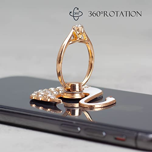 [2 Packs] Swan Glitter Bling Bling Phone Ring Holder, Sparkle Phone Ring Grip Artificial Diamond Stand,Rhinestone Cell Finger Ring for Phones,Pad