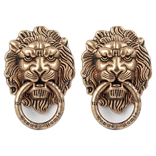 [2 Pack] Lion Head Cell Phone Ring Holder Stand, Finger Ring Kickstand with Polished Metal Phone Grip, Smartphone Accessories（Black Gold）