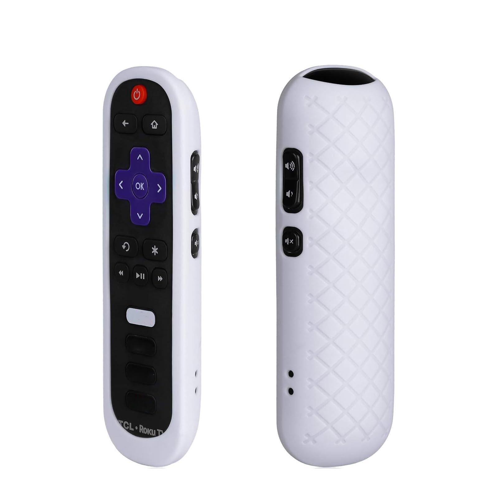 [2-Pack] AKWOX Replacement TCL Roku RC280 Remote Case - Light Weight [Anti Slip] Silicone Shockproof Protective Cover Case for Roku 3600R / TCL Roku RC280 TV Remote with Lanyard (White)
