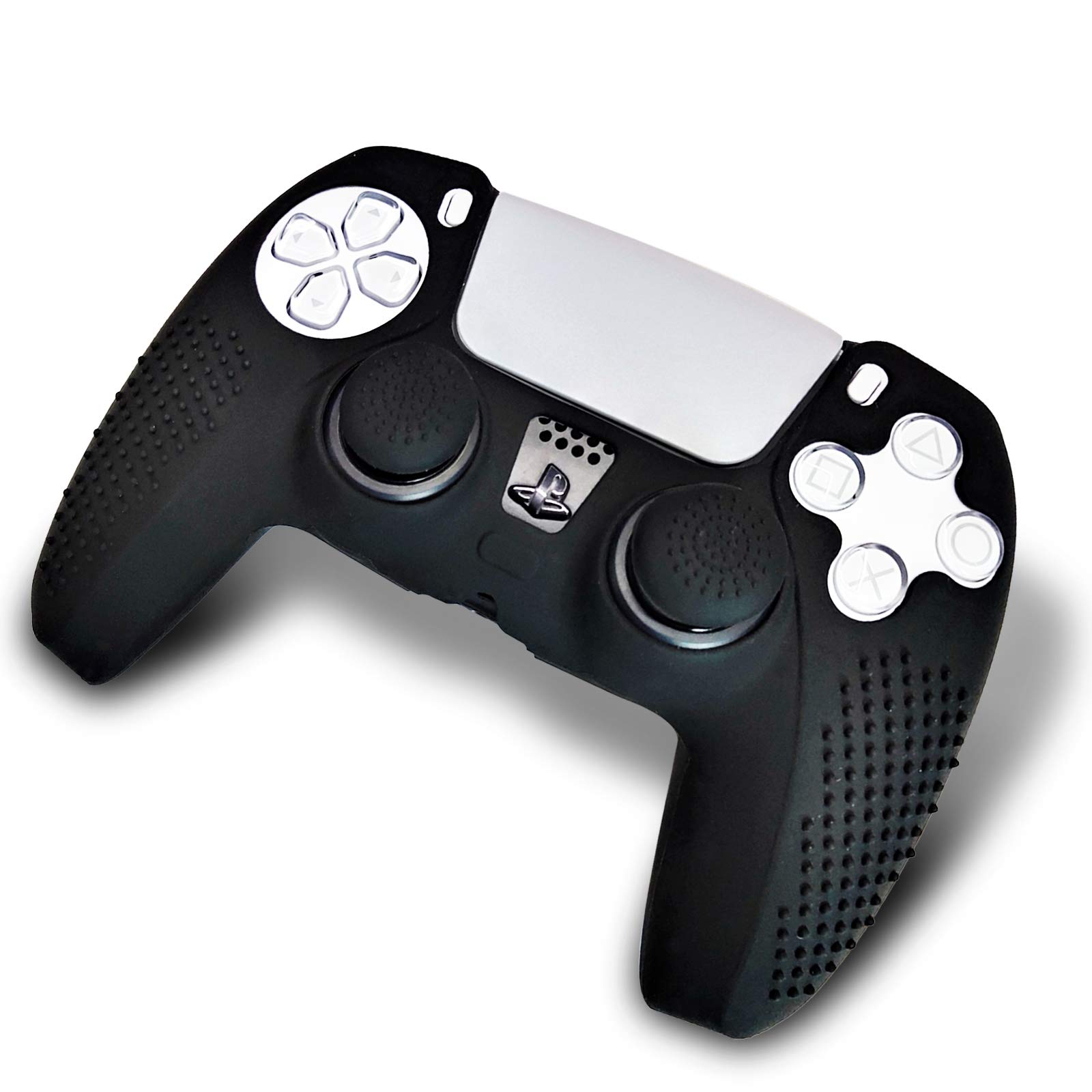 [2 Pack] Medical Grade Silicone Controller Cover for PS5 Controller, ZEYA for Controller Skins with 8 Thumb Grip Caps – Compatible with Charging Station(Black)