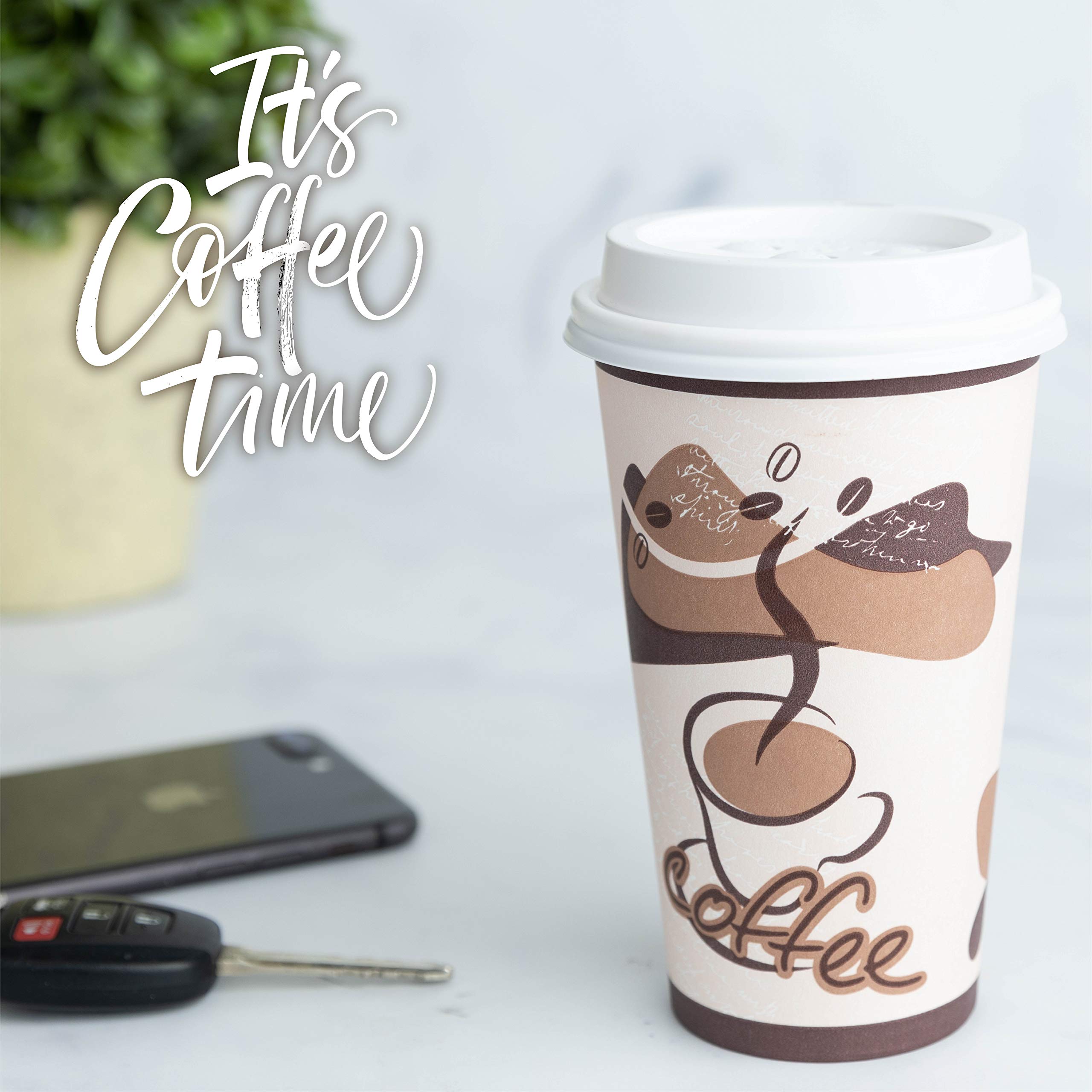 [20 Sets - 12 oz.] 12 Ounce Paper Hot Cups Disposable Coffee Cups With Lids
