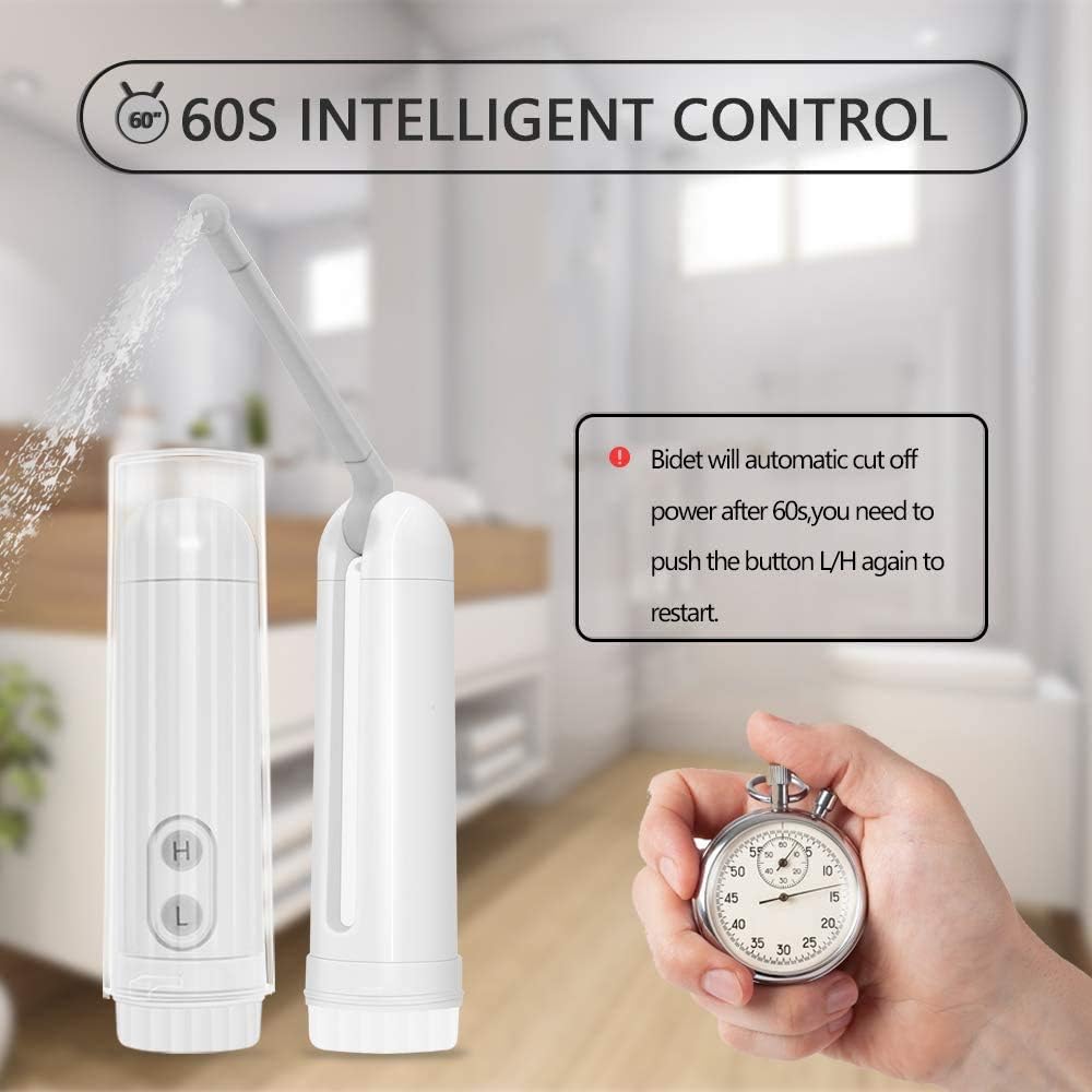 [2nd Generation] Portable Travel Bidet by GUSTYLE, IPX6 Waterproof Electric Bidet Sprayer with Automatic Decompression Film and Nozzle 180 Degree Adjustment (140ml)