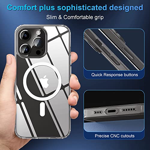 [2023 New] for iPhone 14 Pro Max Case with MagSafe, [Strong Magnet] [10FT Military Grade Protection] [Non-Yellowing] Magnetic Clear Slim Thin Cover for Apple 14 Pro Max Phone Case (Clear-Mag Safe)