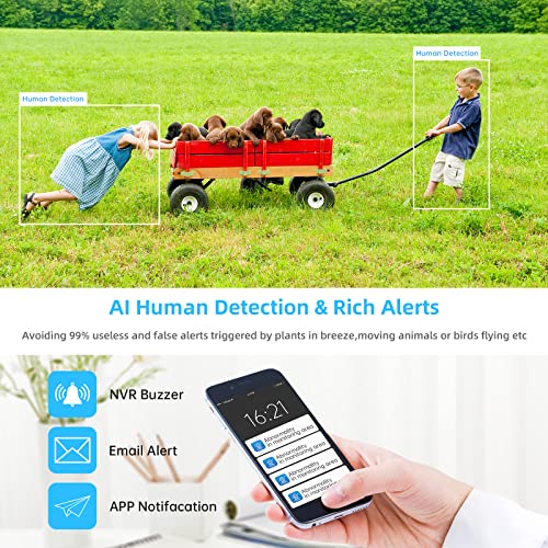 [5MP, 2TB Hard Drive] Wireless Security Cameras System Outdoor, 5MP H.265+ 10CH NVR Surviellance Kit,Motion/Human Detection,and Alert,Loca and Remote Access,IP67 Weatherproof, Pre-Install 2TB HDD