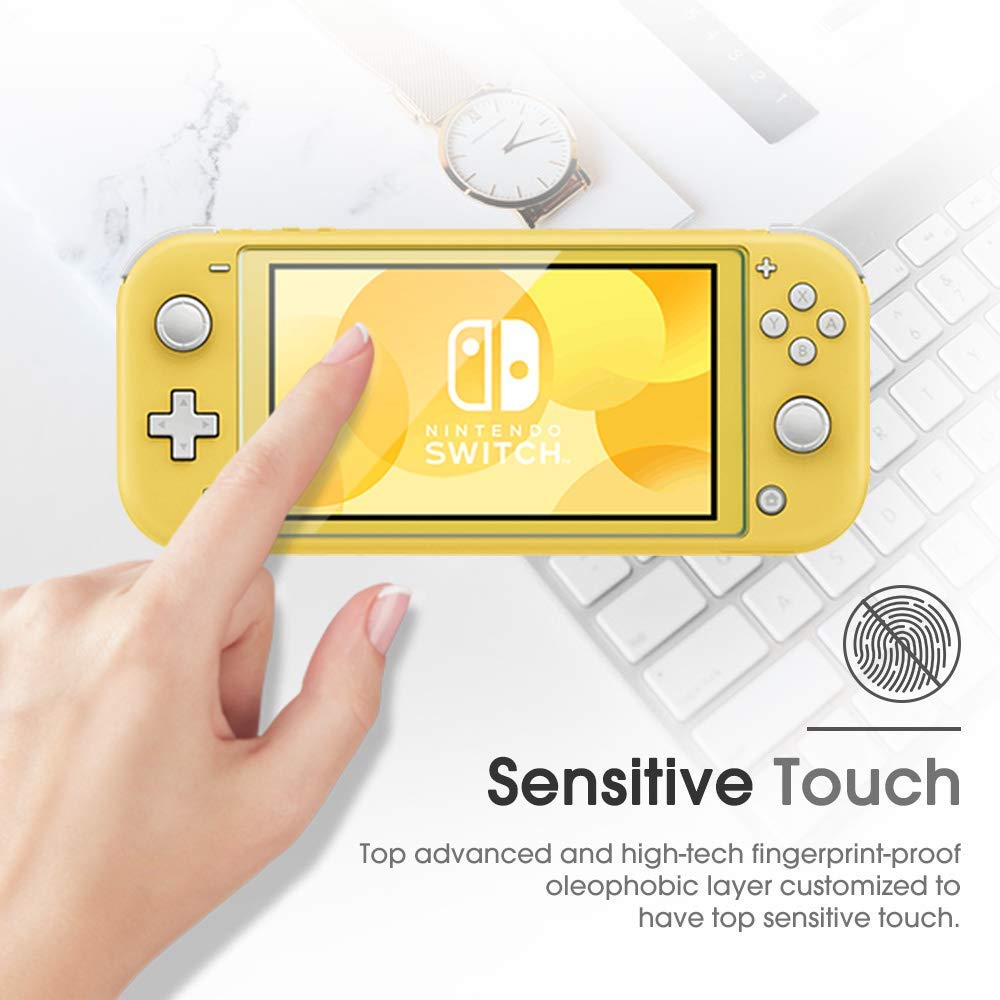 [2 Pack] Nintendo Switch Lite 2019 Screen Protector Tempered Glass POKANIC Transparent HD Clear Anti-Scratch Protector Bubble Free Dock-able Easy Installation Film Compatible with Nintendo Switch Lite