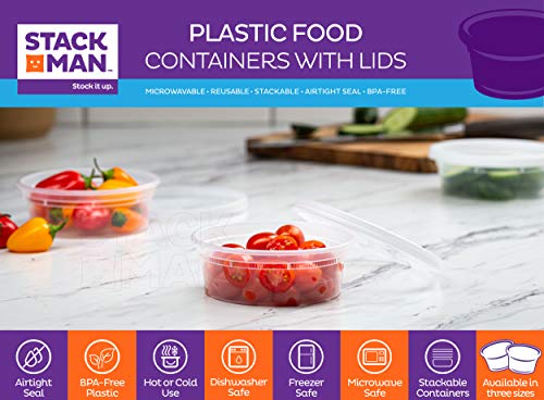 [48 Sets - 8 oz.] Plastic Containers with Lids - Slime Containers 8 oz - Small Containers with Lids