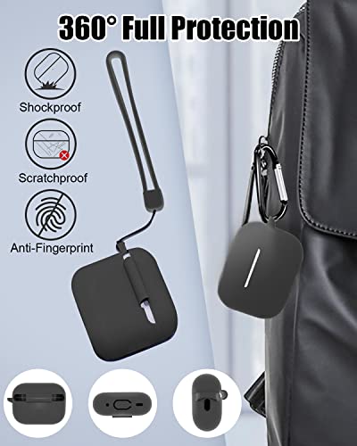 [3 in 1]2022 AirPods Pro 2 Case with Cleaner Kit&Replacement Ear Tips,Air Pods Pro 2nd Generation Silicone Protective Cover,Cleaning Pen for Air Pods Pro Eartips with Noise Reduction Hole(S/M/L),Black