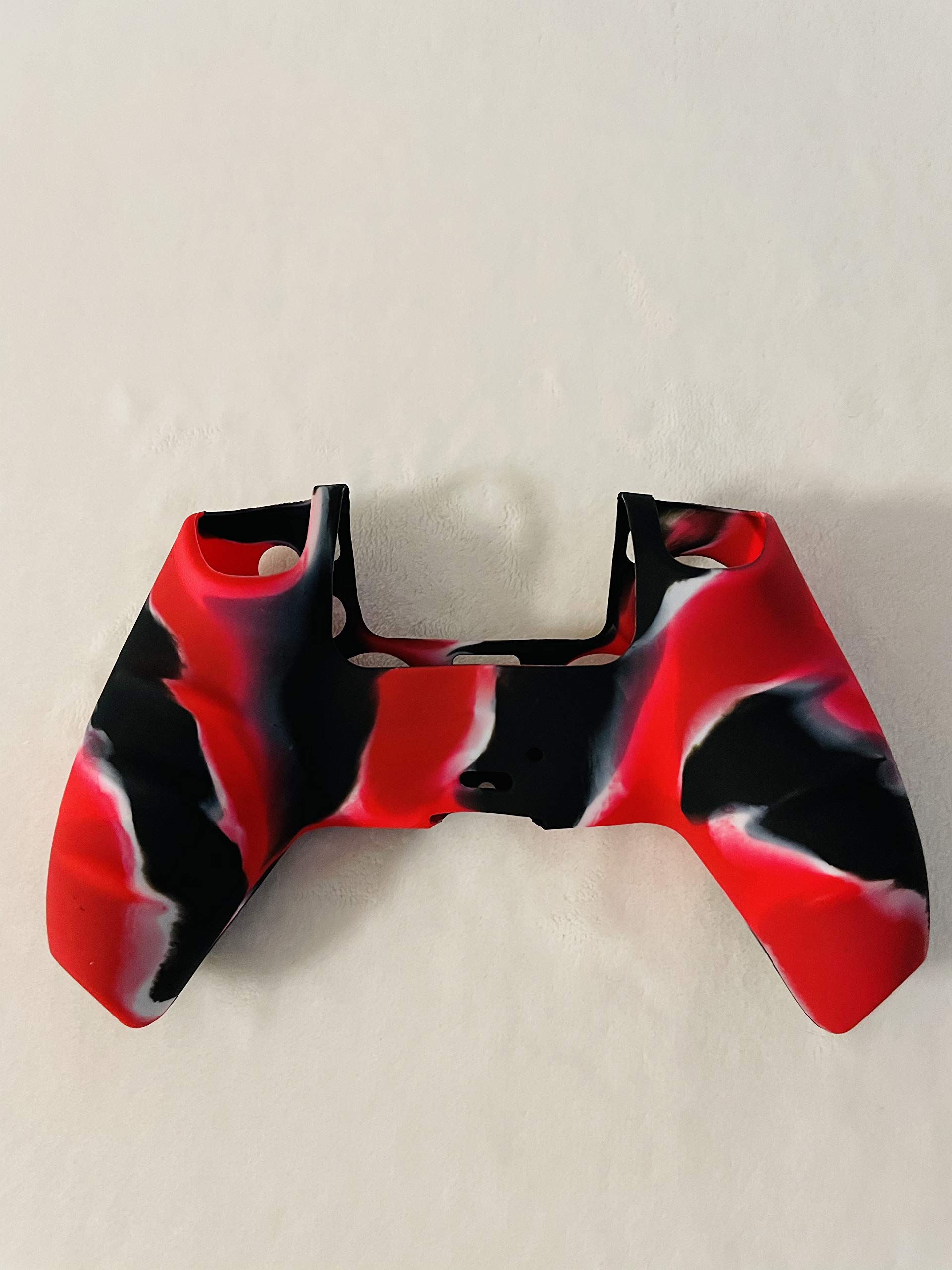 [2 PACK] PS5 DualSense Anti-Slip Silicone Skin Controller for Sony PlayStation 5 with Thumb Grips (Red & Red Marble)