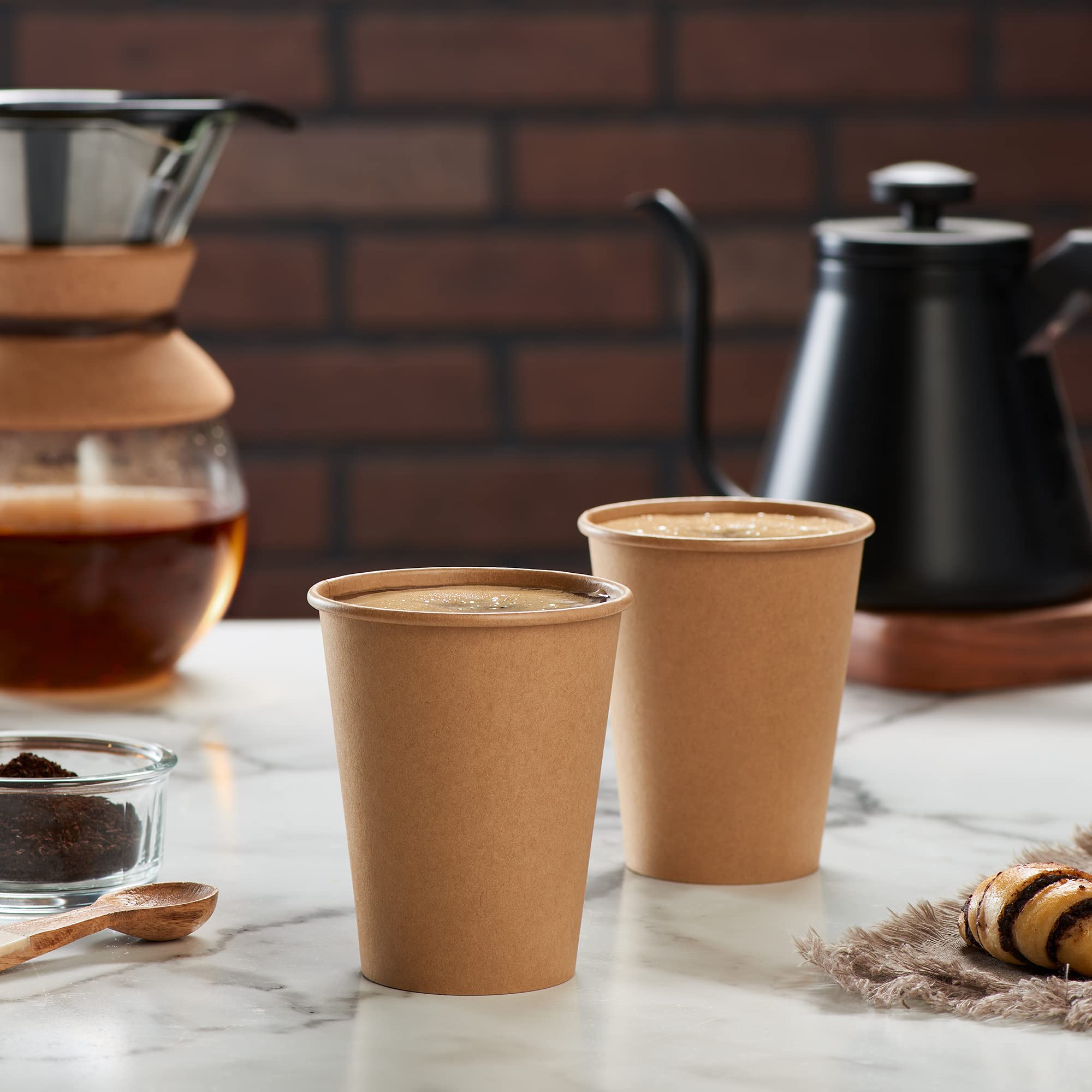 [25 Count] 12 oz. Eco-Friendly Biodegradable & Compostable Paper Coffee Hot Cups - PLA-Lined
