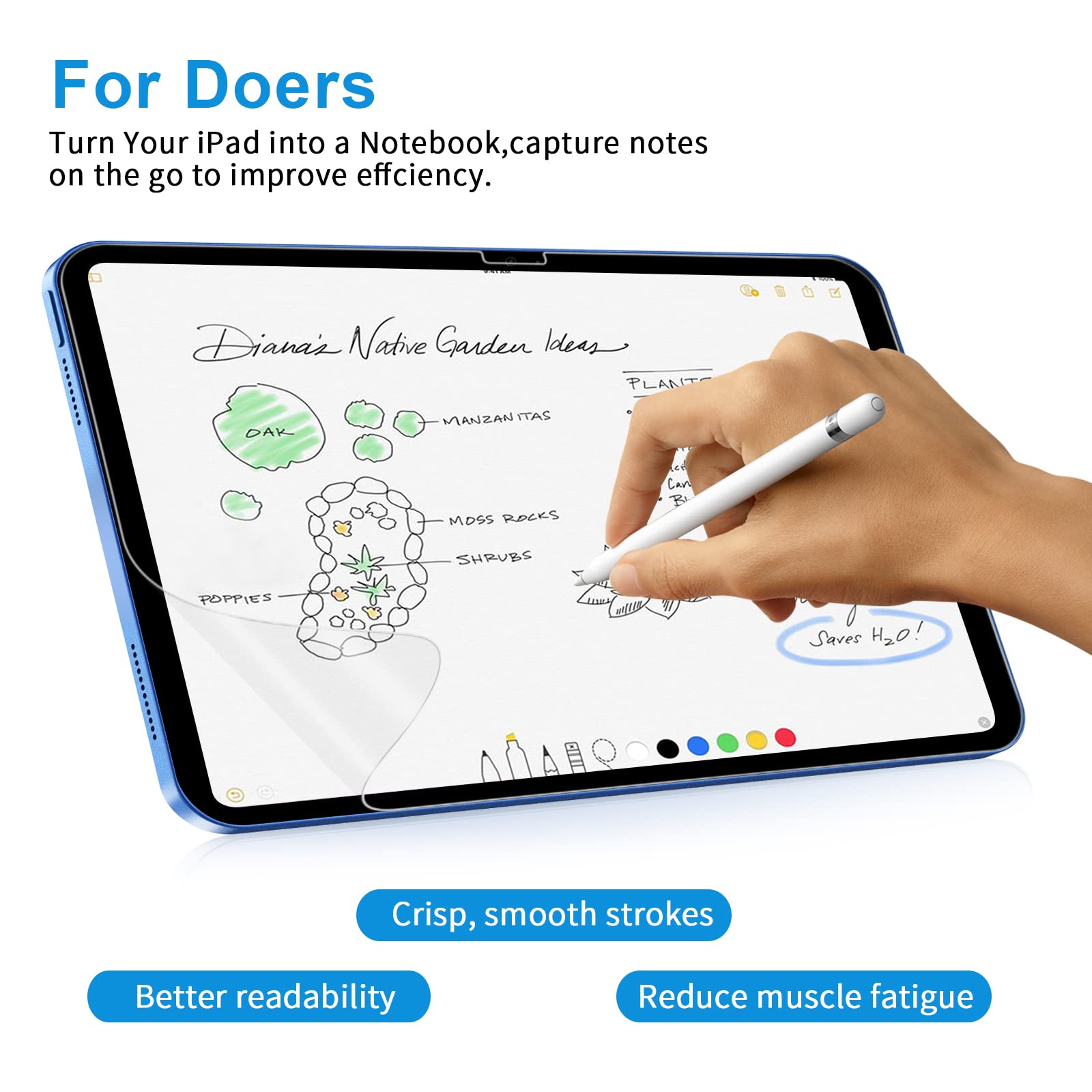 [2Pack] Paper Screen Protector Compatible with iPad 10th Generation 2022 10.9 inch, Anti Glare Matte Paper Screen Protector - Write, Draw & Sketch with Apple Pencil as Using on Paper
