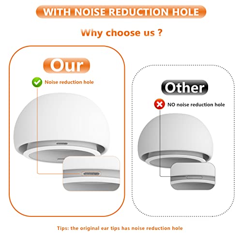 [3 Pairs] Airpod Pro Cleaner Kit,Replacement Ear Tips with Noise Reduction Hole for AirPods Pro and Airpods Pro 2nd Generatio,Cleaning Pen for Air pods Pro,with Portable Storage Box (Sizes S/M/L)
