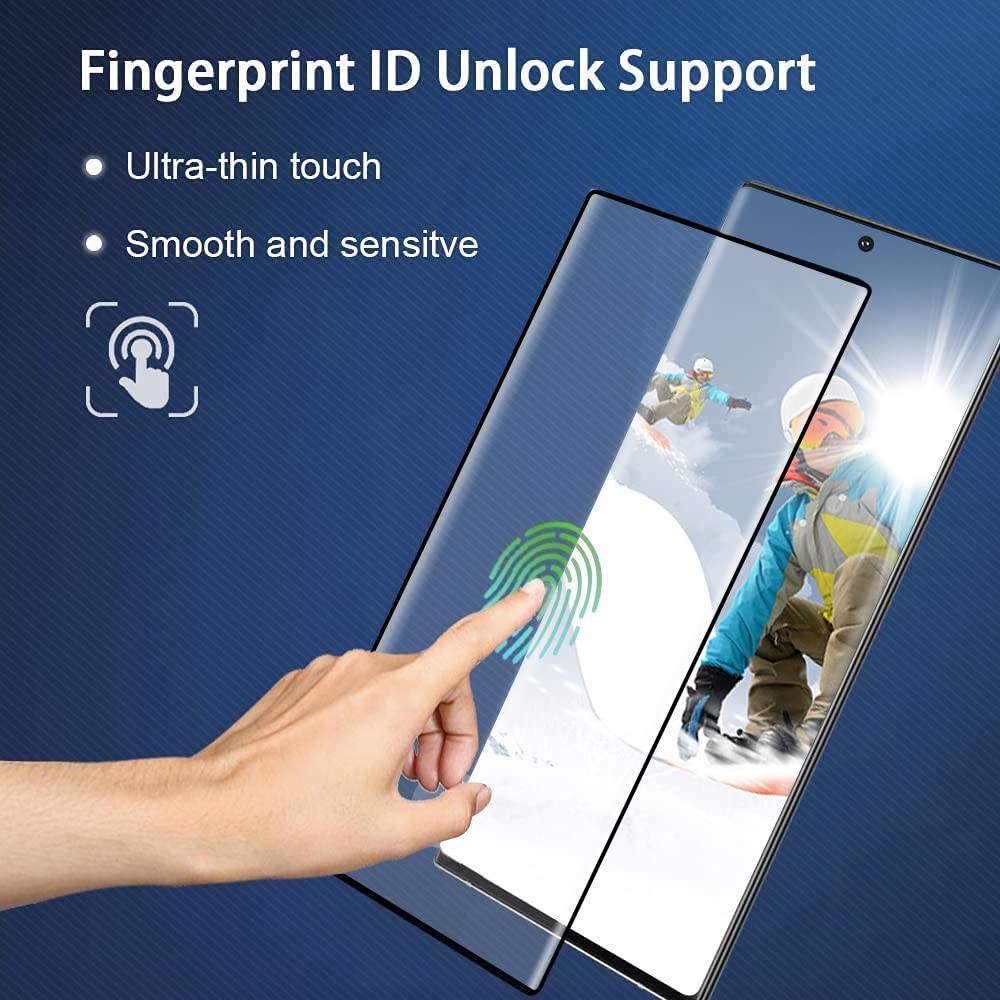 [2+2 Pack] Galaxy S22 Ultra Screen Protector Tempered Glass + Camera Lens Protector [Support Fingerprint Unlock][9H Hardness] 3D Full Coverage HD Clear Glass for Samsung Galaxy S22 Ultra 5G (6.8")