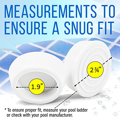 [4 Pack] Pool Ladder Bumpers to Protect Pool Liner - Protective Step Ladder End Cap for Inground Pool - Swimming Pool Ladder Parts - White Rubber End Cap for Swimming Pool Ladder - 1.9” Inner Diameter