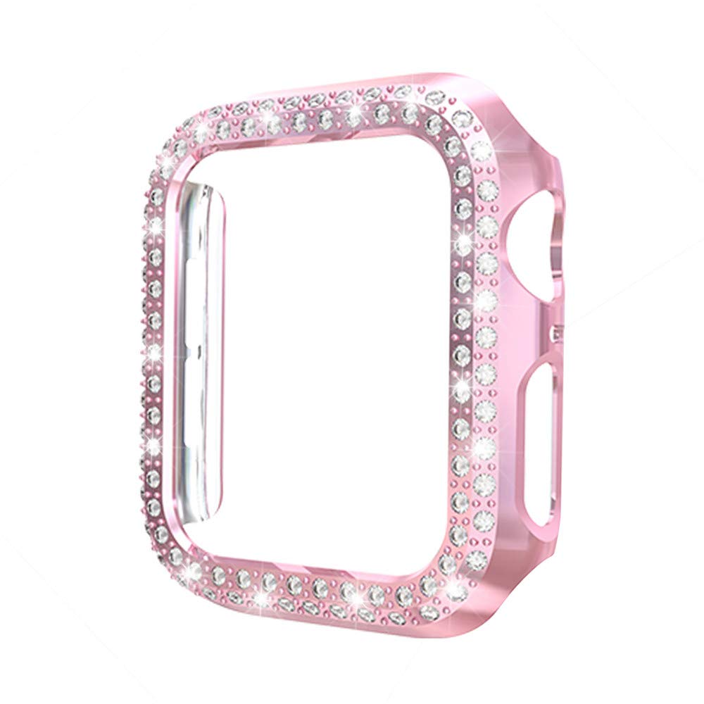 [5-Pack] Protector Case Compatible with Apple Watch Series 3 Series 2 Series 1 38mm Cover, Double Row Bling Crystal Diamonds Protective Cover PC Plated Bumper Frame Accessories (5 Colors, 38mm)