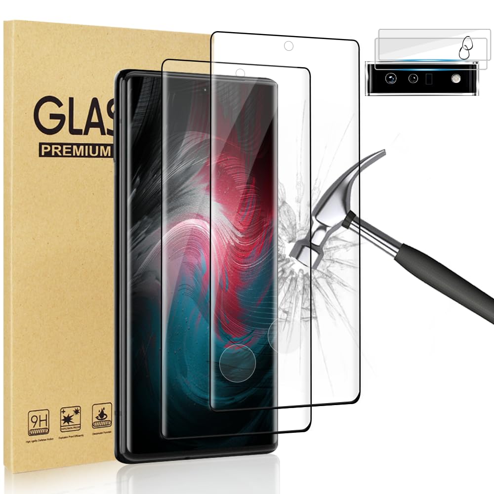 [2+2 Pack] Pixel 6 Pro Screen Protector with Camera Protector, HD Clear 9H Tempered Glass Fingerprint Unlock, 3D Full Coverage, Bubble Free for Google Pixel 6 Pro Glass Screen Protector (6.7 Inch)
