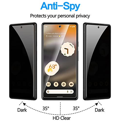 [2 Pack] YWXTW Privacy Screen Protector for Google Pixel 6A 6.1”5G,Tempered Glass Anti-Spy 9H Hardness Film for Google Pixel 6A,HD Anti-Scratch Easy Install Bubble Free Case Friendly