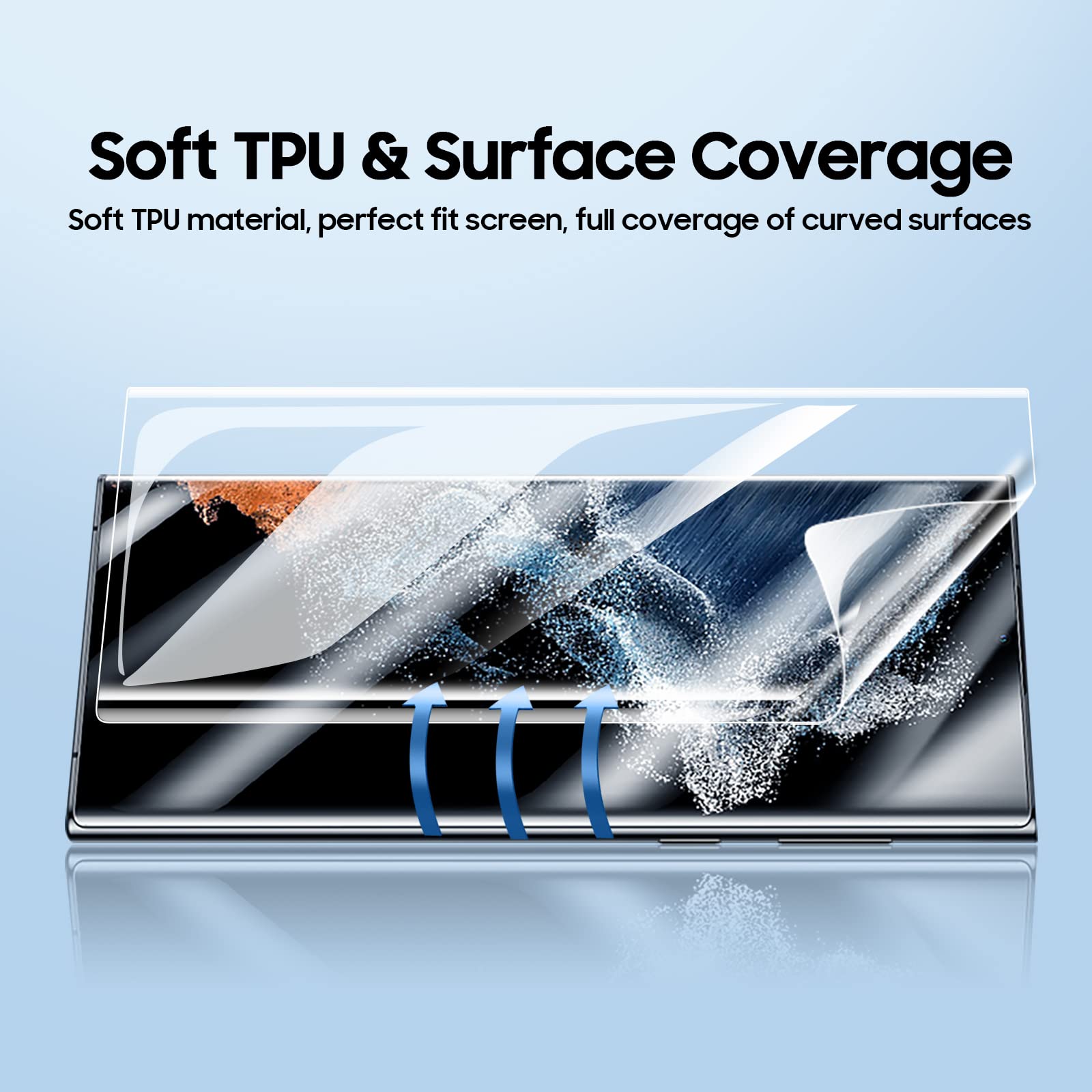 [3 Pack] for Samsung Galaxy S23 Ultra Screen Protector, [Automatic Bubble Repair] Anti-glare HD Flexible Screen Protector- Fingerprint Quick Unlock for Galaxy S23 Ultra/ Galaxy S22 Ultra [Not Glass]