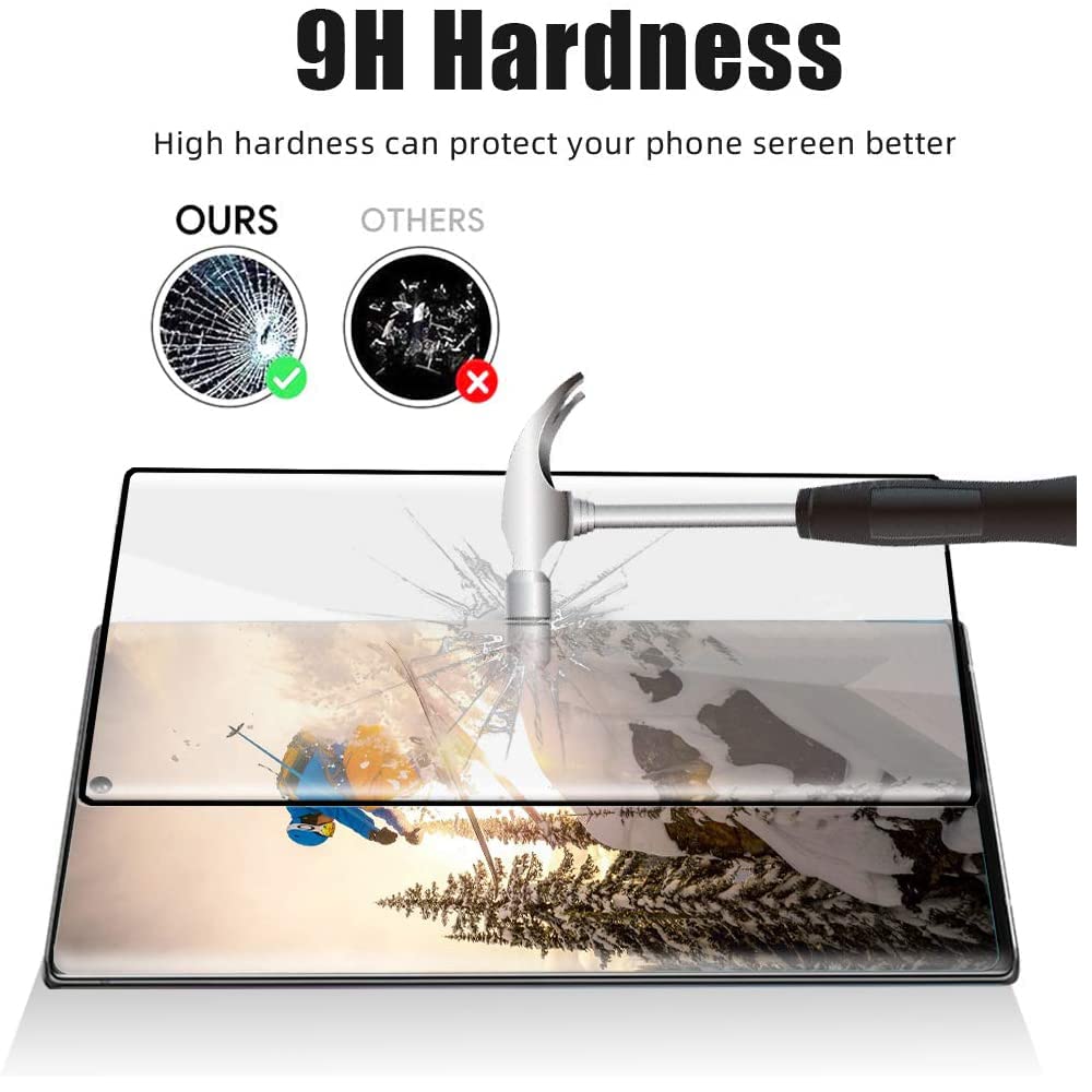 [2+2 Pack ] Galaxy S22 Ultra Screen Protector Tempered Glass, with 2 Pack Camera Lens Protector, 9H Hardness, Support Fingerprint, 3D Curved Glass Film for Samsung Galaxy S22 Ultra (6.8 Inch)