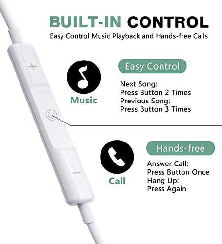 [2 Pack]iPhone Headphones [Apple MFi Certified] Apple Earbuds Wired with 3.5mm Earphones (Built-in Microphone & Volume Control) Compatible with iPhone/iPad/iPod/PC, MP3/4 and Other 3.5mm Jack Devices