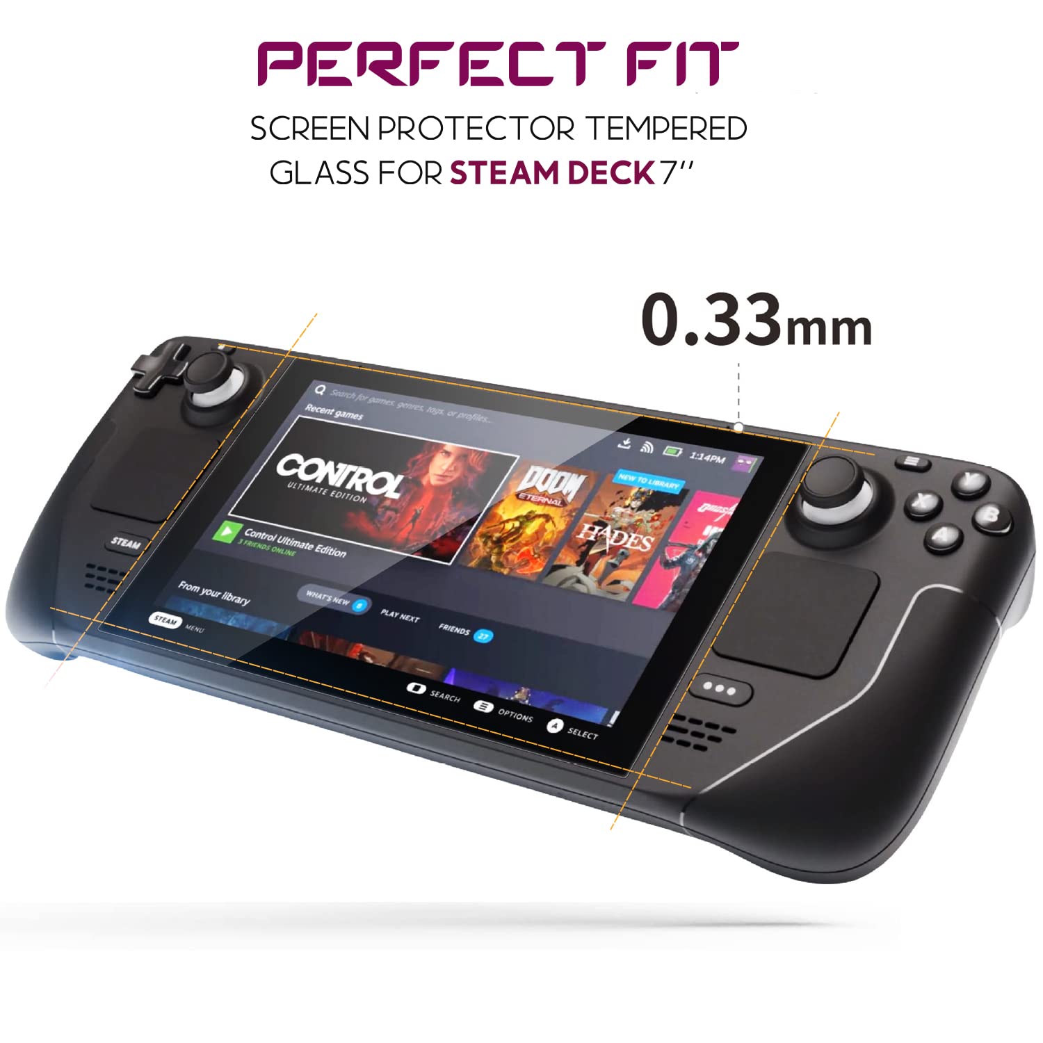[3 Pack] Steam Deck Screen Protector Tempered Glass, GnorU Transparent HD Clear Anti-Scratch Screen Protector Compatible with Steam Deck