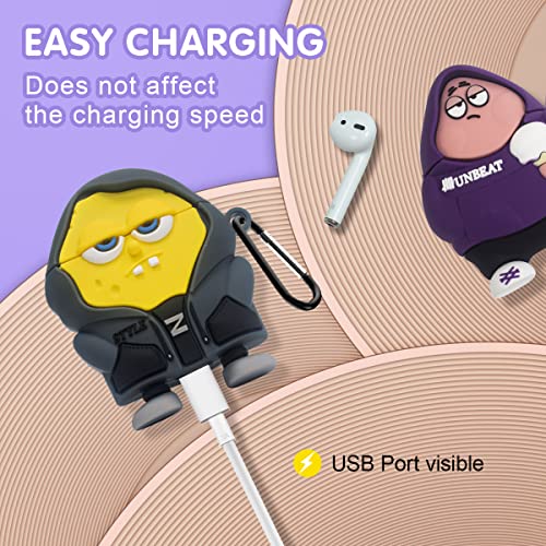 [2Pack] Cute AirPods Cartoon Character Case for AirPod 2/1, Unique Design Funny Fun Kawaii 3D Cartoon Characters Advanced Soft Silicone AirPods 2&1 Case Cover for Men Women